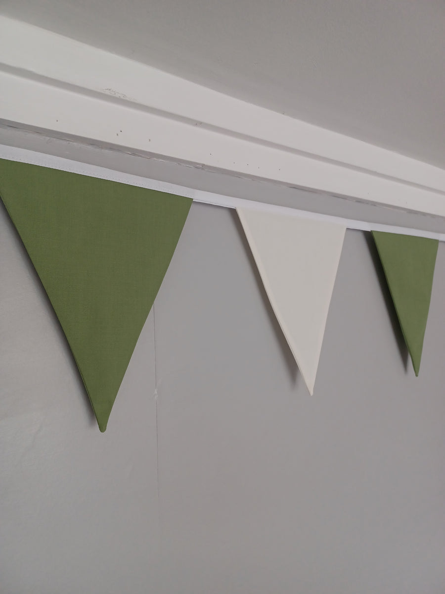 Sage Green and Cream Fabric Bunting – Anne's Bunting